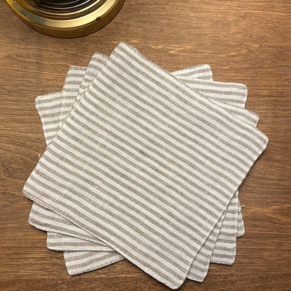 Linen Coasters. Washed Soft Linen Reusable Saucers for Drinks Cups ...