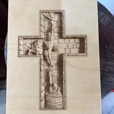 Digital Design File Cross Well Glowforge Laser Ready Engrave SVG 10 X 6 ...