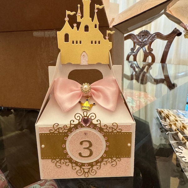 Princess Favor Boxes, Once Upon a Time Princess, Pink and Gold Castle ...