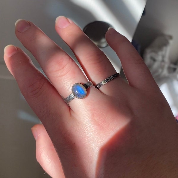 Labradorite Ring Sterling Silver Labradorite Stacking Ring - Etsy