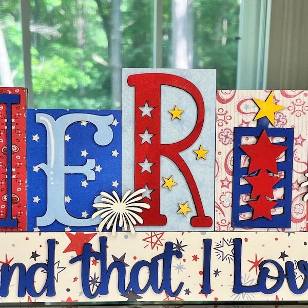 Patriotic America Word Block SVG | Word Block SVG | SVG File | Laser ...
