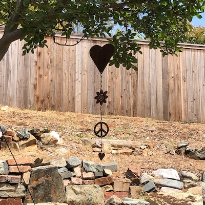 Peace and Love Garden Stake Peace Symbol Heart Garden Gift Mothers Day ...