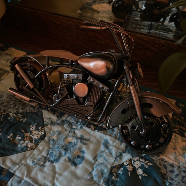 Handmade Scrap Metal Motorcycle Model: Copper Finish Biker Decor - Etsy