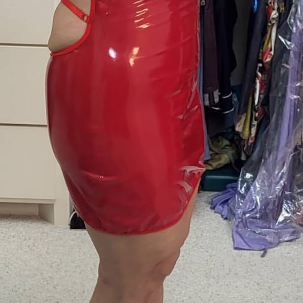 PVC Bodycon Mini Dress With Lace-up Back – Strapless Vinyl Club Outfit ...
