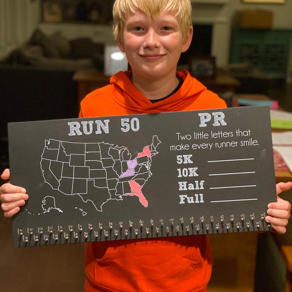 Run 50 States Medal Holder With PR Running Times List and 50 Hooks ...