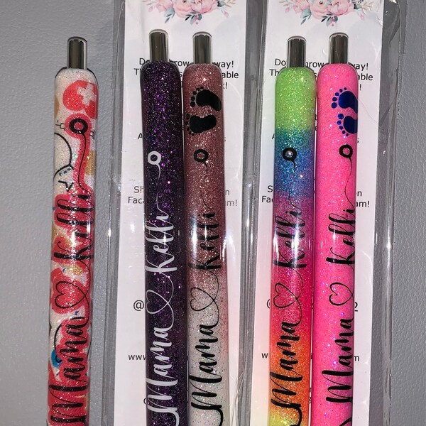 Glitter Personalized Gel Pens | Custom Pens | Custom Epoxy Glitter Pens ...