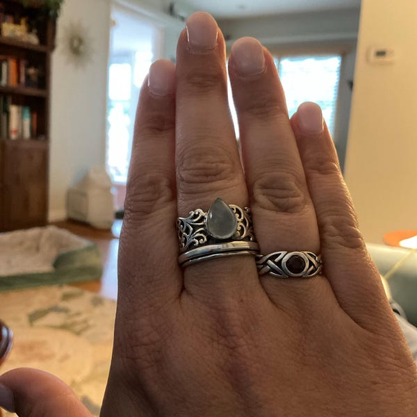 Aquamarine Stars and Moon Fidget Ring | Sterling Silver Celestial ...