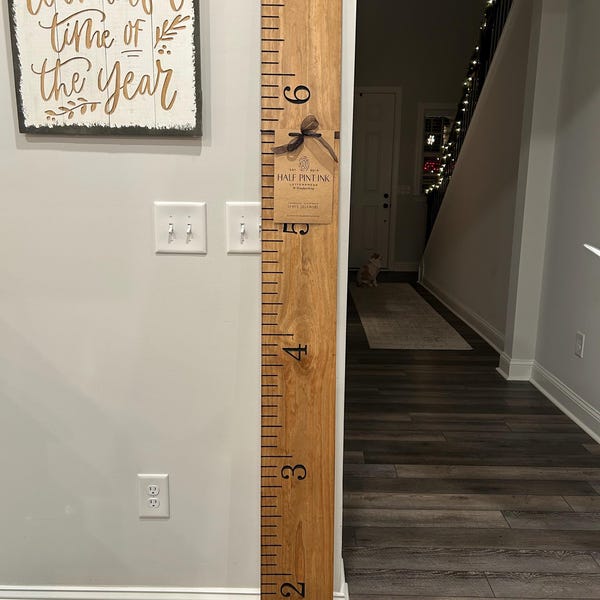 Engraved Growth Chart: Rustic Beige Edition, Minimalistic Ruler, Wood ...