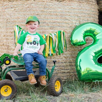 Monogram Tractor Birthday Raglan Tee, Farm Birthday Shirt, Tractor ...