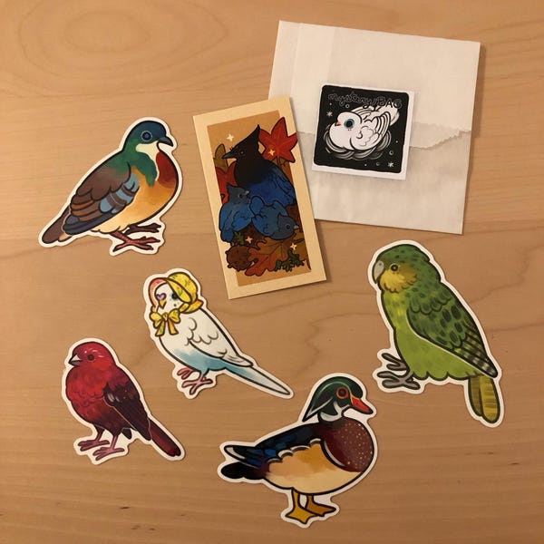 Red Chibi Birds Sticker Sheet - Etsy