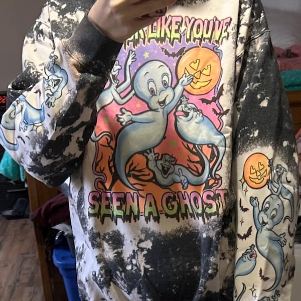 Bleached Halloween Sweatshirt, Spooky Sweater, Haunted, Cozy, 90s ...