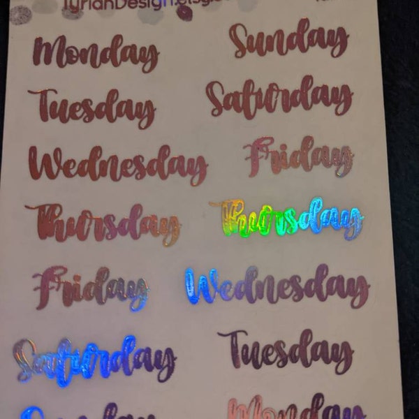 Days of the Week Stickers | Monday- Sunday | All 7 Days - 2 of Each Day ...
