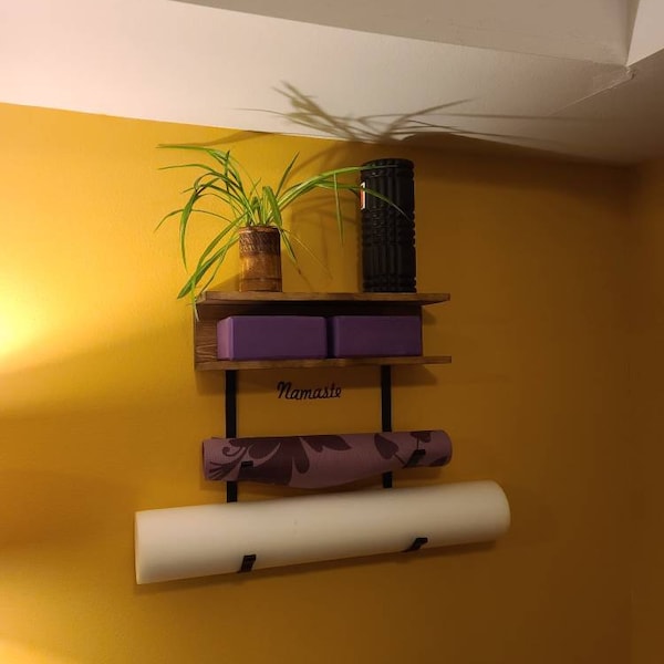 Yoga Mat Rack 2 Shelves With 2 Mat Racks, Yoga Decor, Gym Mat Rack, Gym ...