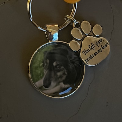 Dog Personalised Photo Keyring, You Left Paw Prints on My Heart, Loss ...