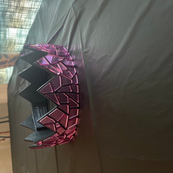 Holographic Neon Pink Mirror Crown on White Leather - Etsy