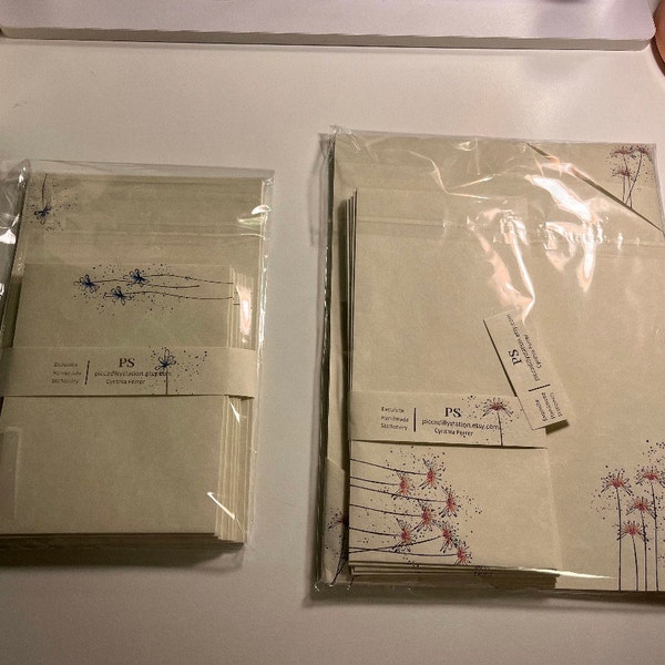 Handmade Stationery Set, Writing Paper With a Blue Lily and Dragonfly ...
