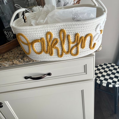 Personalized Name Basket With Flower Monogrammed Basket - Etsy