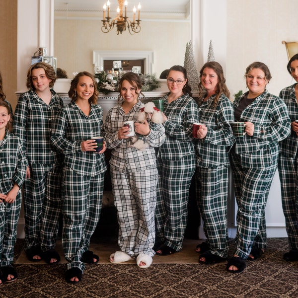 Bridesmaid Pajamas Flannel Matching Pajamas Bridesmaid Gift Bridal ...