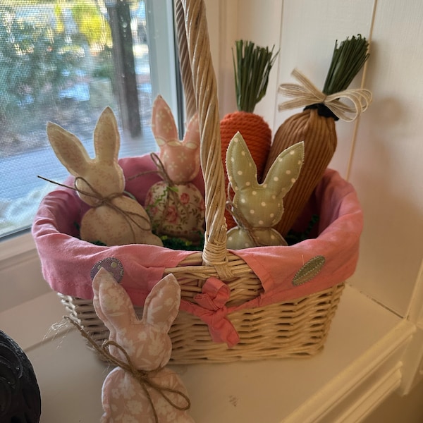 Set of Four (4) Handmade MINI Stuffed Fabric Bunnies - Shabby Chic - Etsy