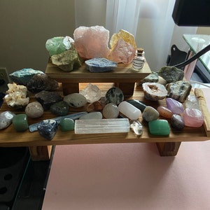 Altar Table, 2 Set, 2 Tier Altar Table, Crystal Shelf, Small Space ...