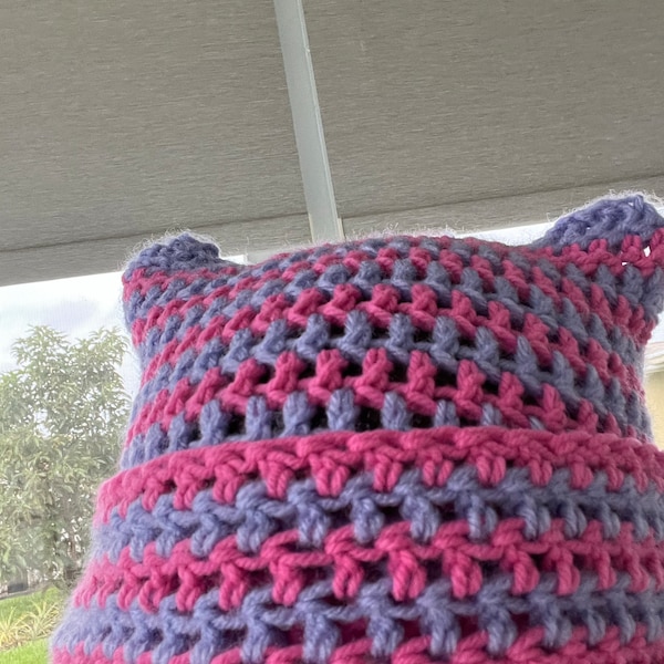 PATTERN - Cat Ear Striped Beanie Crochet Pattern - Etsy