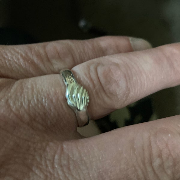 Handshake Ring Sterling Silver Holding Hands Ring Thankyou Ring - Etsy