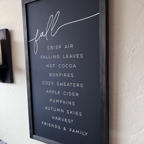 Fall Bucket List Sign, Fall Home Decor, Fall Sign, Fall Wall Decor ...