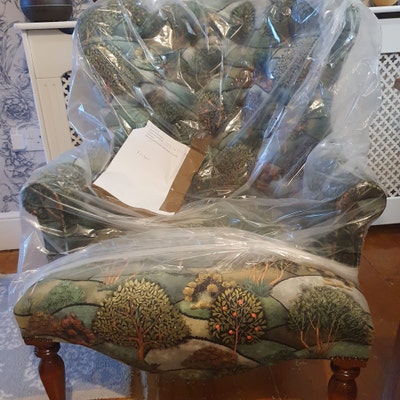 Armchair Chair Seat in a Printed Tree Design in Green on Velvet ...