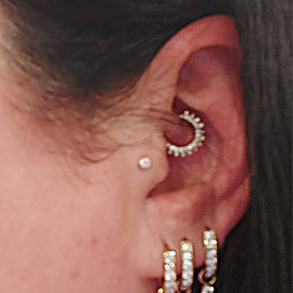 14K Solid Gold Ball Piercing, Minimalist Tragus Piercing, Gold Stud Ear ...