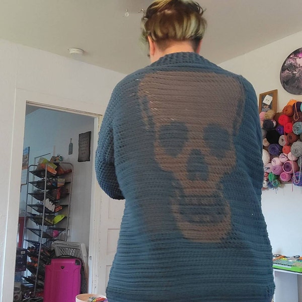 Crochet Skull Cardigan Pattern Crochet Sweater Pattern TOO - Etsy
