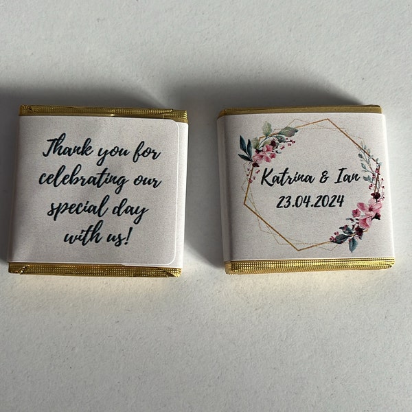 50 Personalised Chocolate Wedding Favours, Personalised Chocolates ...