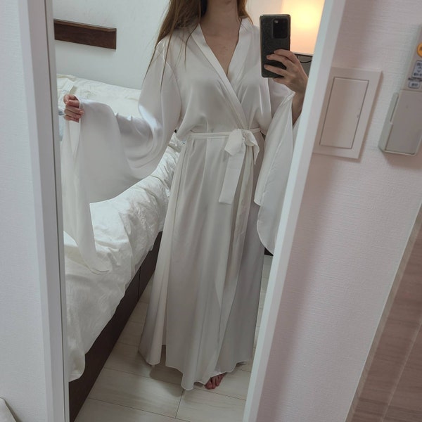 Long Lace Robe , Black Boudoir Robe, Long Silk Robe, Black Robe ...