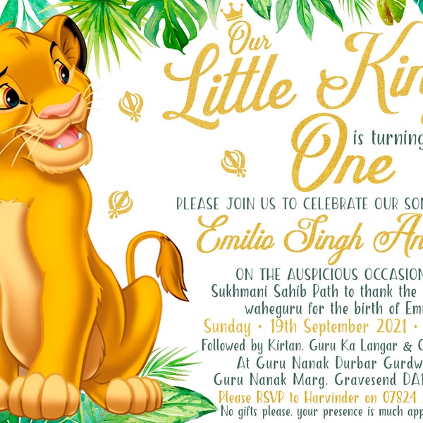 Lion King Invitation, Lion King Birthday Invitation, Simba Birthday ...