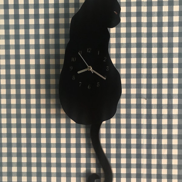 Black Cat Swinging Wall Clock, Cat Clock, Cat Clock With Moving Tail ...