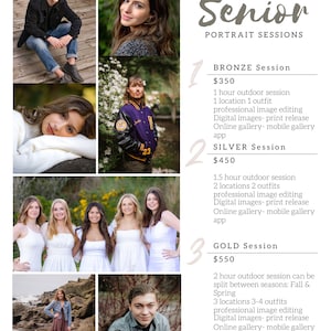 Senior Photography Packages Template, Photoshop Template for ...
