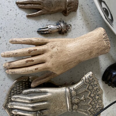 Antique French Hand Pendant in Aged Sterling Finish - Etsy