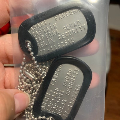 Two Military Dog Tags With Chain With Optional Silencer, Many Options ...