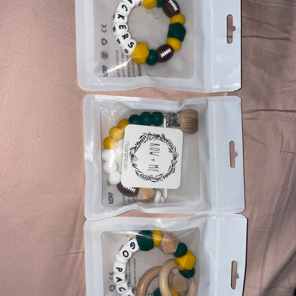 Green Bay Packers Toy Collection - Pacifier Clip - Rattle - Go Pack Go ...