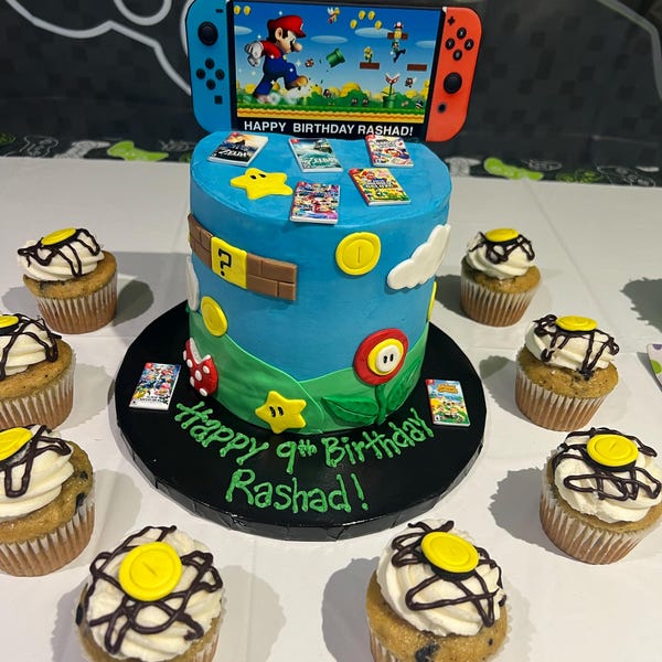 Personalised Cake Topper | Fun Nintendo Switch Topper With Custom Image ...