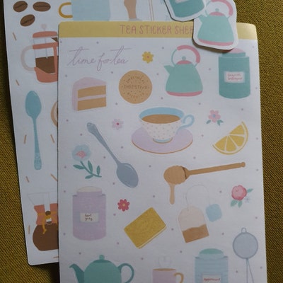 Tea Sticker Sheet, Tea Stickers, Drink Stickers, Food Stickers, Tea ...