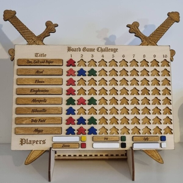Board Game Challenge Trophy + Stand - Laser Cut Files *dxf, *ai, *lbrn2 ...