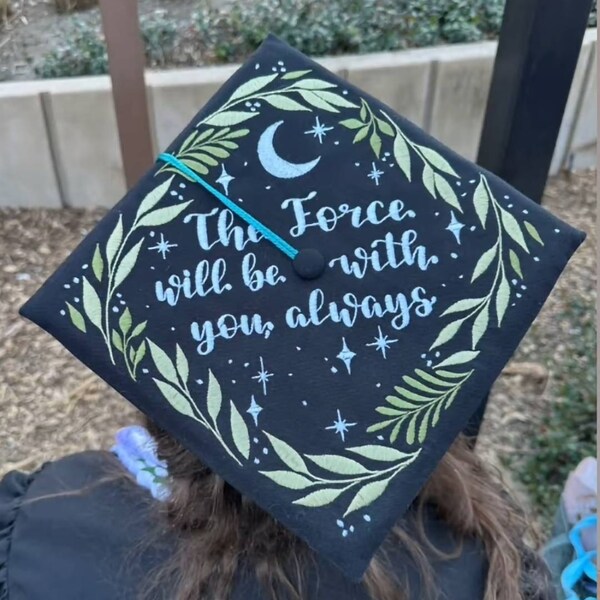 Embroidered Wreath Graduation Cap Topper | Grad Cap Decoration Topper ...