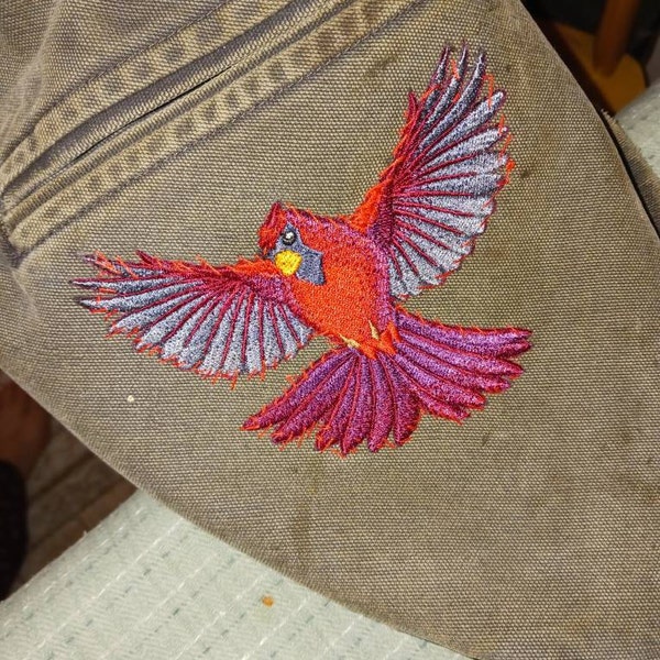 Cardinal Bird Flying Embroidered Patch - Etsy