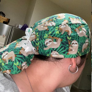 Mens Fishing trout salmon fish navy blue scrub hat surgery | Etsy