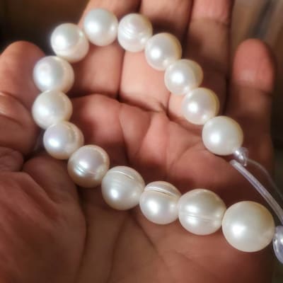 Large Hole Pearls Beads Genuine White Freshwater Pearl 12mm 15mm Round ...