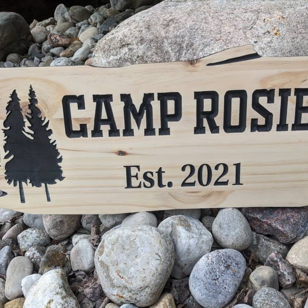 Personalized Cottage Sign, Family Name Wood Sign, Pine Tree Wall Art ...