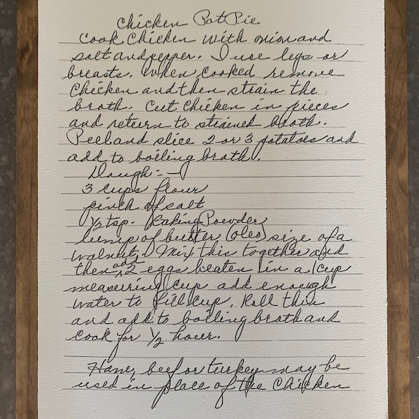 Recipe Card Sign, Custom Recipe Card, Handwritten Recipe, Handwritten ...