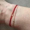 14k Gold Red String Bracelet Silk Cord Red Wish Bracelet Solid Gold ...