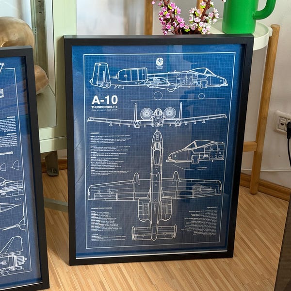 A-10 Warthog Blueprint: USAF Aviation Art, Military Jet Technical ...
