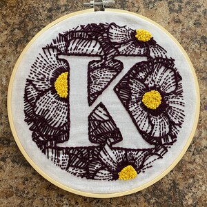 Floral Letter k Hand Embroidery Pattern / Digital PDF Download ...